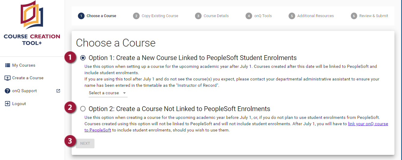 Create a Course | onQ Support